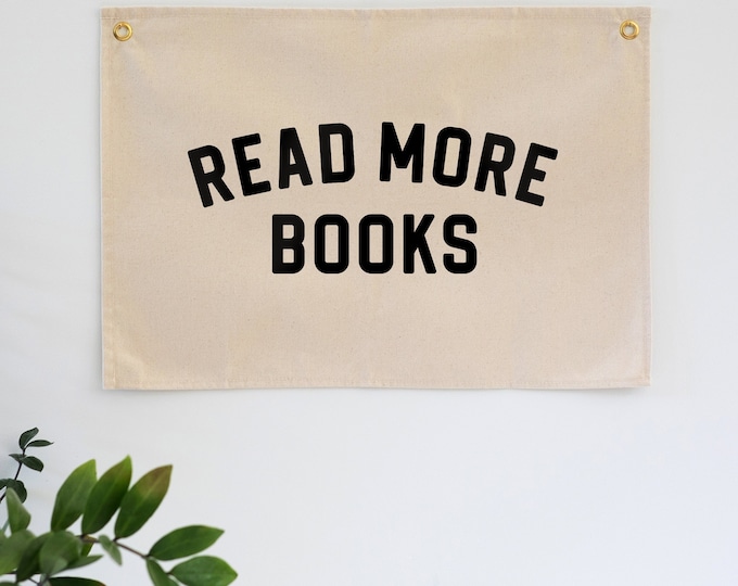 Read More Books Modern Canvas Banner • Typographic Playroom or Kids ...