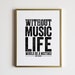 Music Quote Poster • Without Music Life Would Be A Mistake • Distressed ...