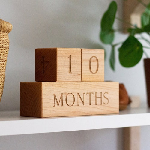 Wooden Milestone Blocks modern Wood Number Blocks for | Etsy