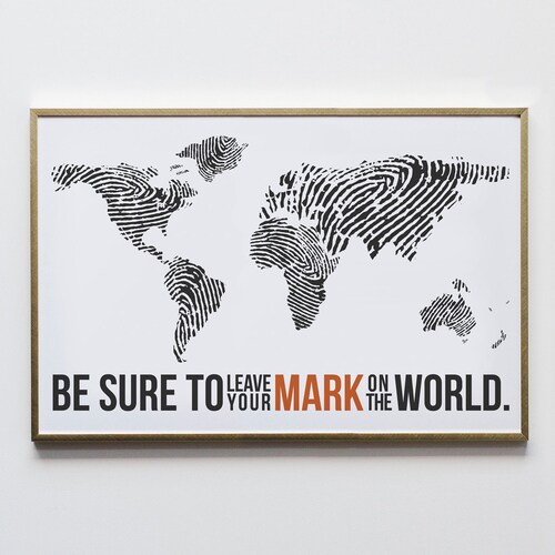 Fingerprint World Map Travel Poster Print Leave Your Mark - Etsy