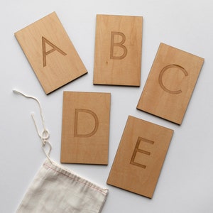 Wooden Alphabet Flash Cards • set of Uppercase Letters on Sturdy Wood ...