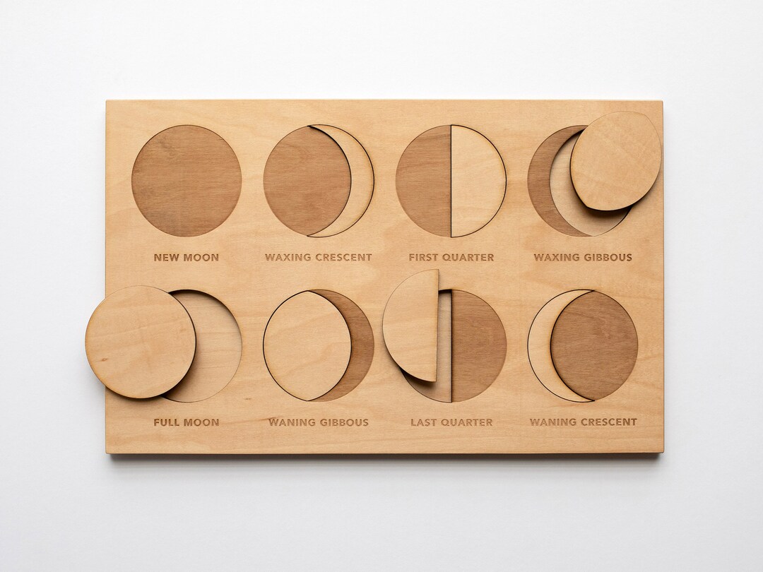 Moon Phase Puzzle • Wooden Lunar Phase Moon Puzzle • wood Chart of the ...