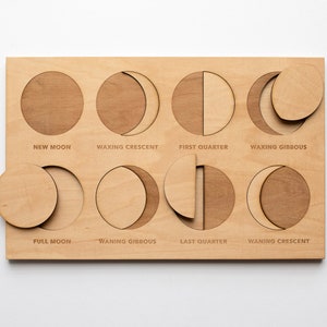 Moon Phase Puzzle • Wooden Lunar Phase Moon Puzzle • wood Chart of the ...