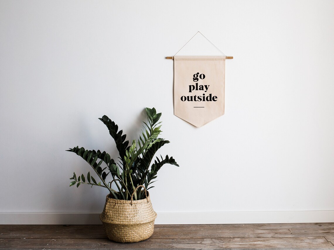 Go Play Outside Canvas Banner • Modern Typographic Playroom or Kid's ...