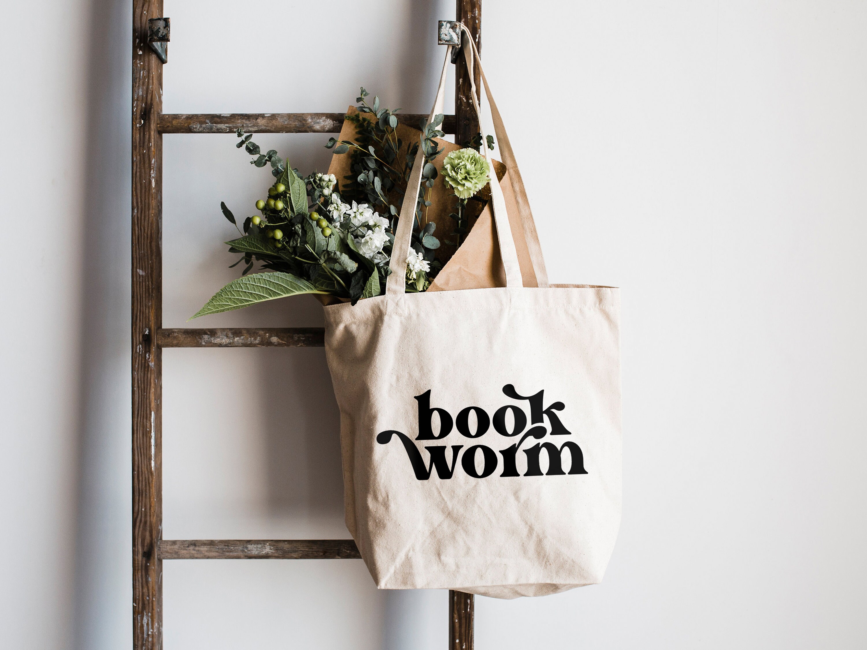 Bookworm Tote Bag • Modern Cotton Canvas Tote Bag for Literature Lovers ...