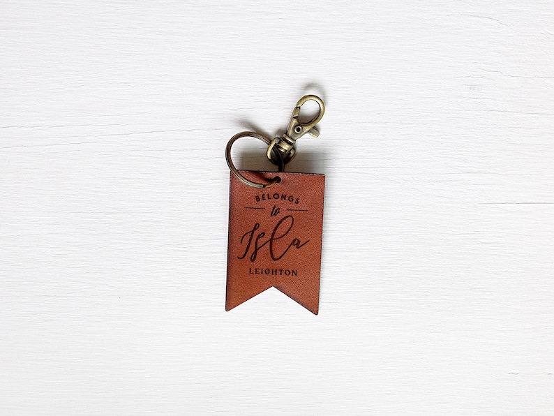 Custom Leather Tag Keychain • personalized Luggage or Backpack Tag for ...