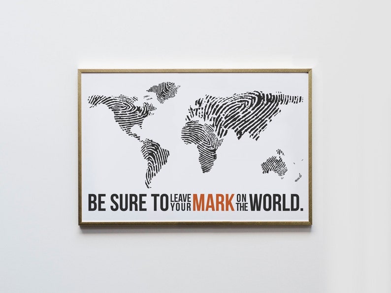 Fingerprint World Map • Travel Poster Print • Leave Your Mark on the ...