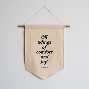 Tidings of Comfort and Joy Canvas Banner Modern Typographic Wall ...