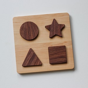 Wooden Shapes Puzzle for Toddlers and Babies • montessori Learning Toy ...