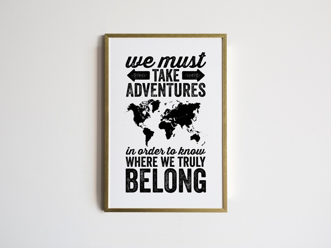Adventures World Map Travel Poster We Must Take Adventures - Etsy