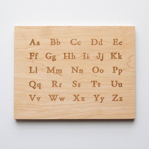 Wooden Alphabet Board With Engraved Uppercase & Lowercase A-Z - Etsy