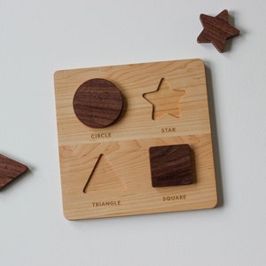 Wooden Shapes Puzzle for Toddlers and Babies • montessori Learning Toy ...