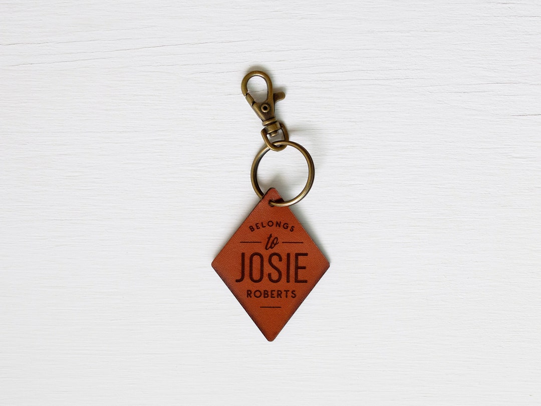 Custom Leather Tag Keychain • personalized Luggage or Backpack Tag for ...