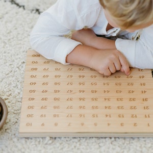 Wooden 100 Number Board • engraved Numeral Chart in Modern Font • large ...