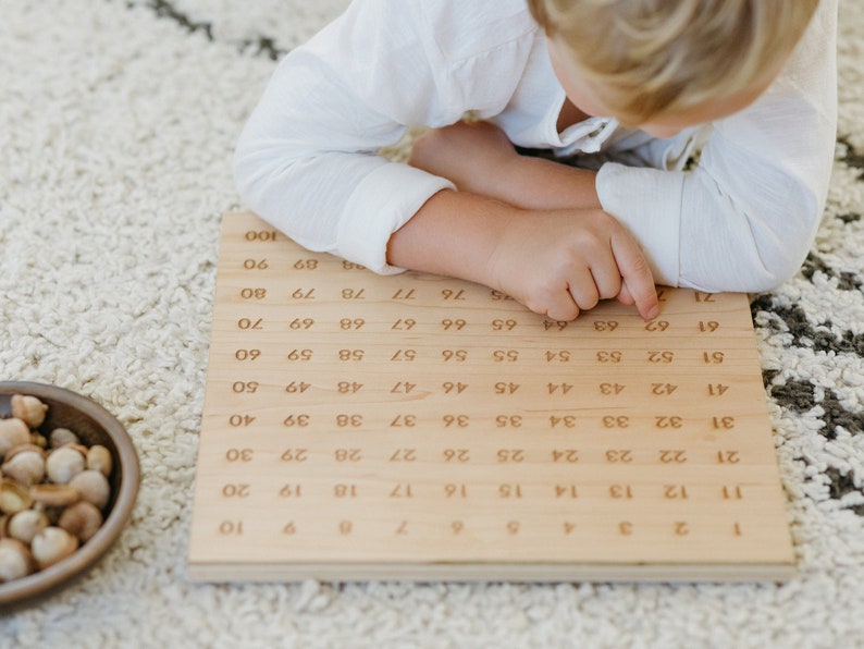 Wooden 100 Number Board engraved Numeral Chart in Modern | Etsy
