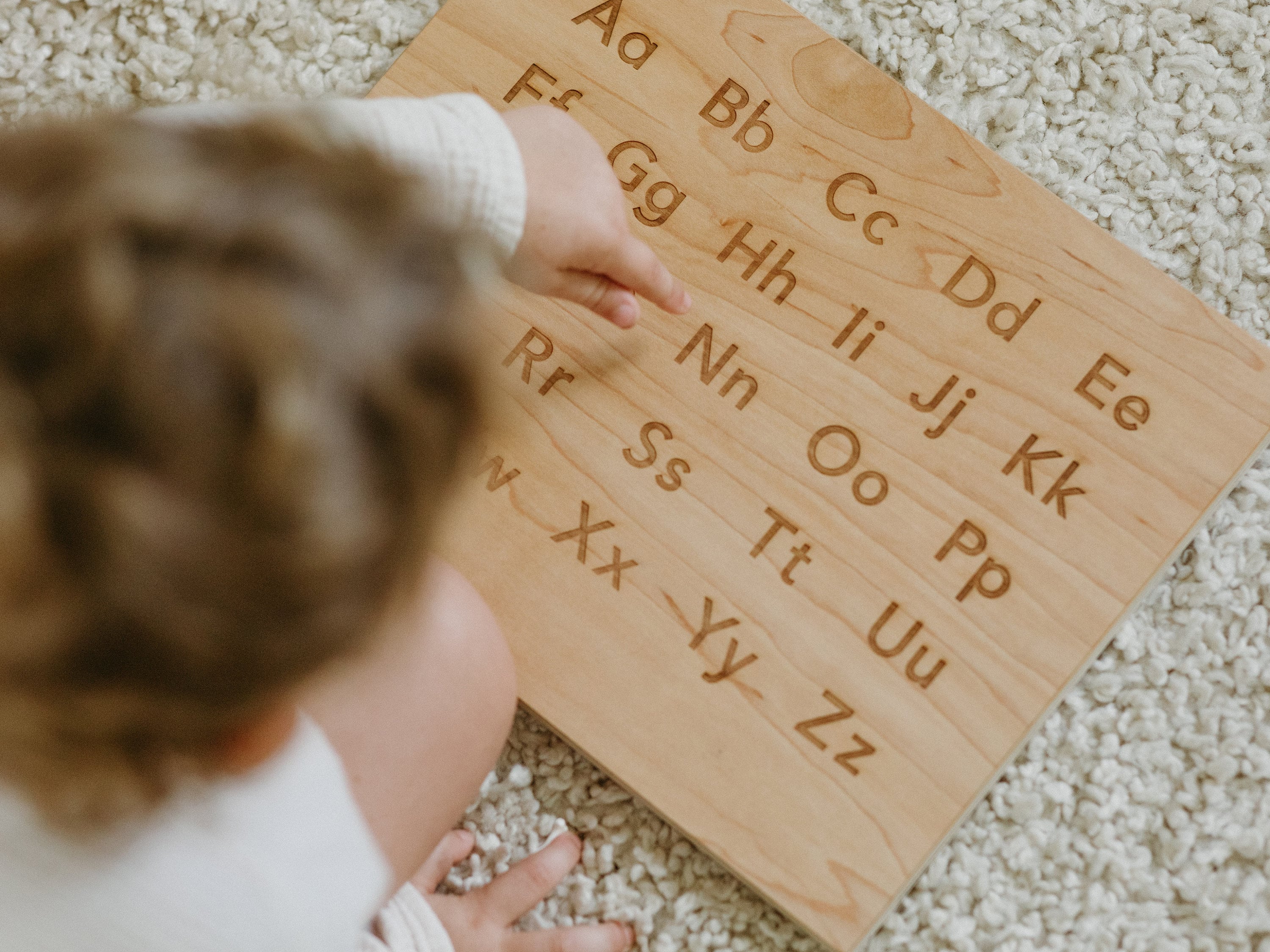 Wooden Alphabet Board with Engraved Uppercase & Lowercase A-Z | Etsy