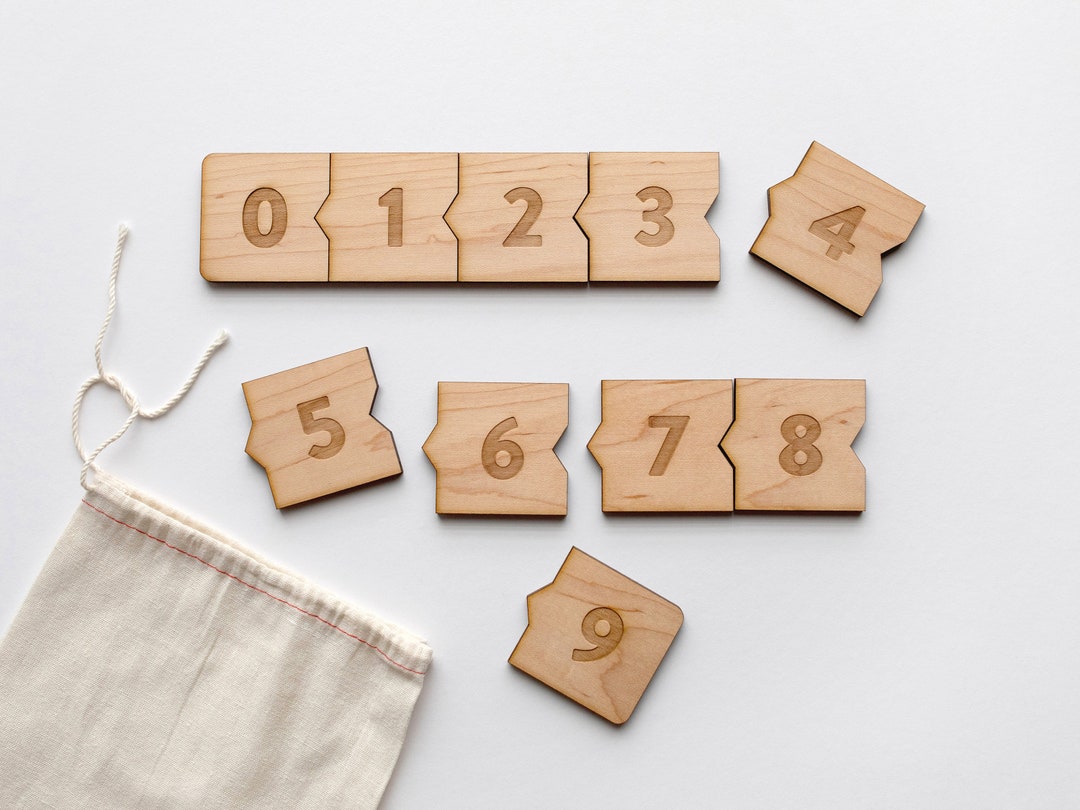 Wooden Number Puzzle • Handmade Wood Numeral and Counting Puzzle ...