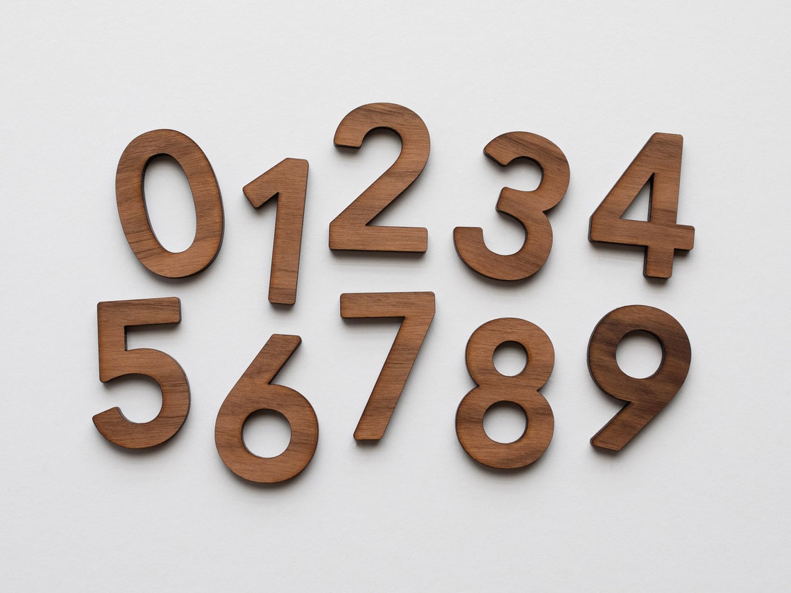 Wooden Number Set • Handmade Walnut Wood Numerals & Math Equation ...