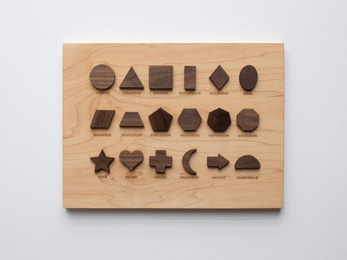 Wooden Shapes Board With Matching Shape Pieces modern Large - Etsy