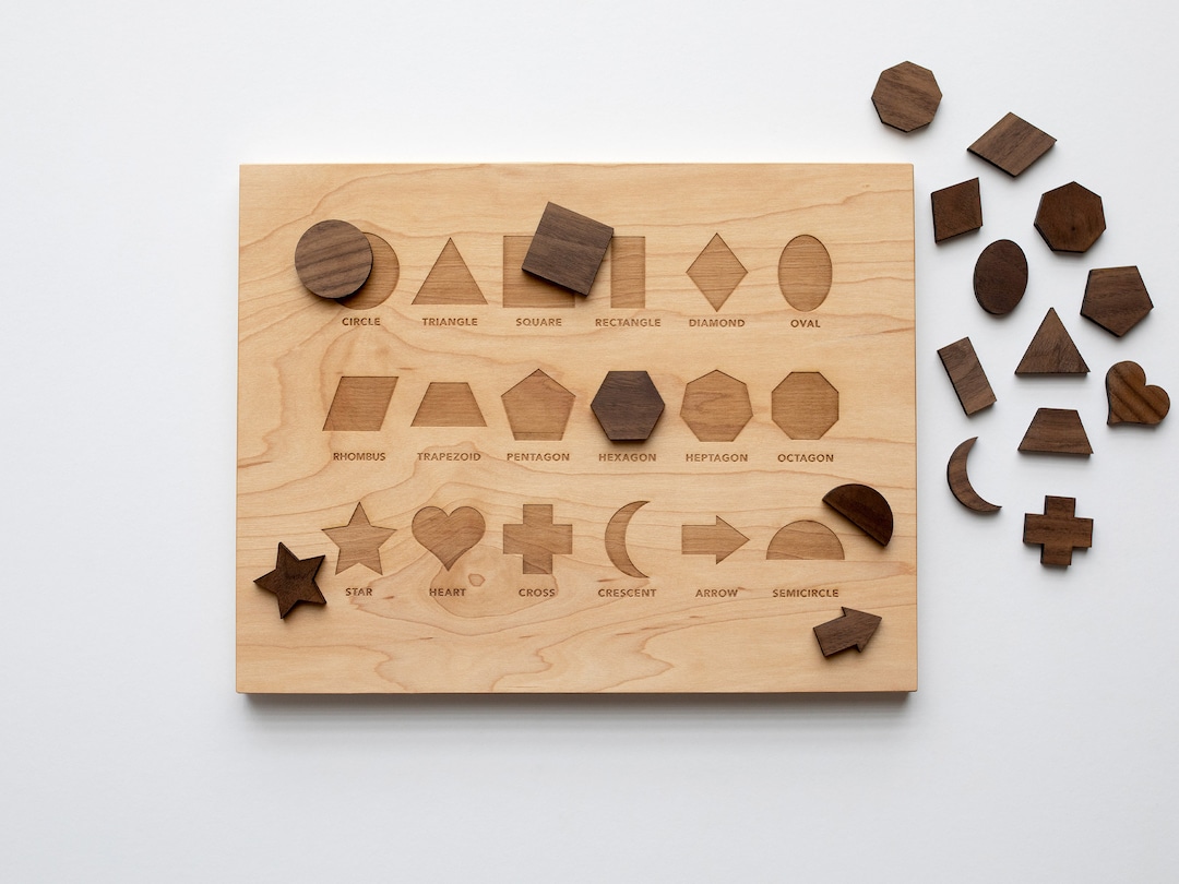 Wooden Shapes Board With Matching Shape Pieces • modern Large ...