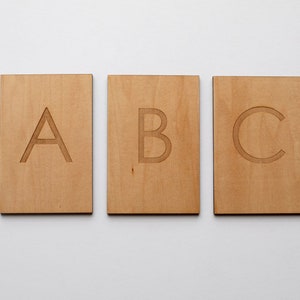 Wooden Alphabet Flash Cards • set of Uppercase Letters on Sturdy Wood ...