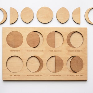 Moon Phase Puzzle • Wooden Lunar Phase Moon Puzzle • wood Chart of the ...