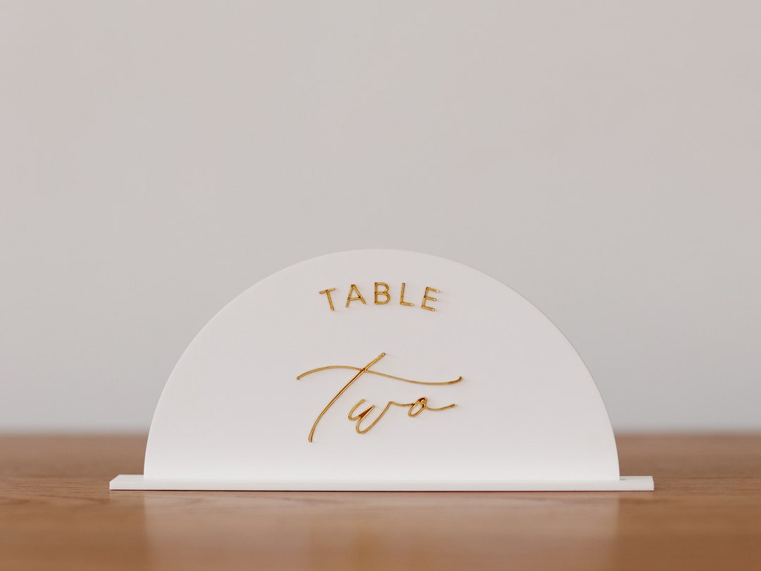 Modern Half Circle Table Numbers • gold and White Acrylic Table Numbers ...