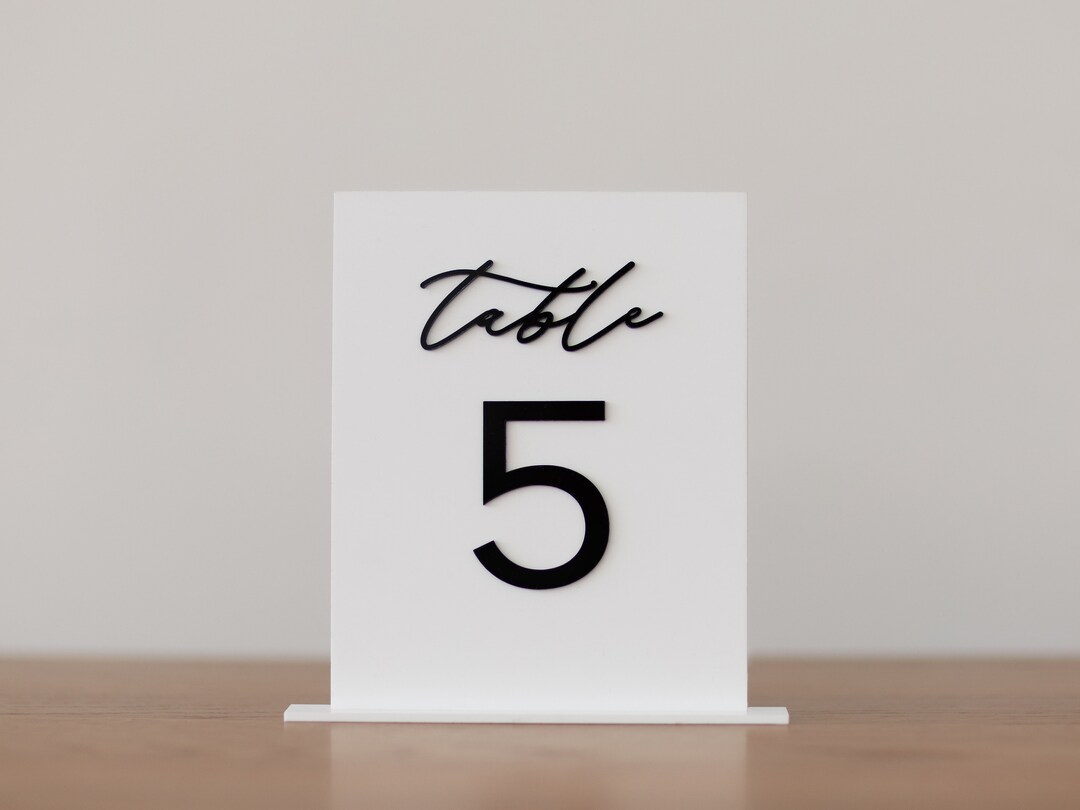 Modern Table Numbers for Wedding and Events • black and White Acrylic ...
