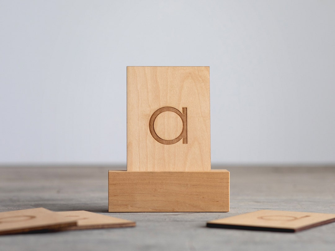 Wooden Alphabet Flash Cards • set of Lowercase Letters on Sturdy Wood ...