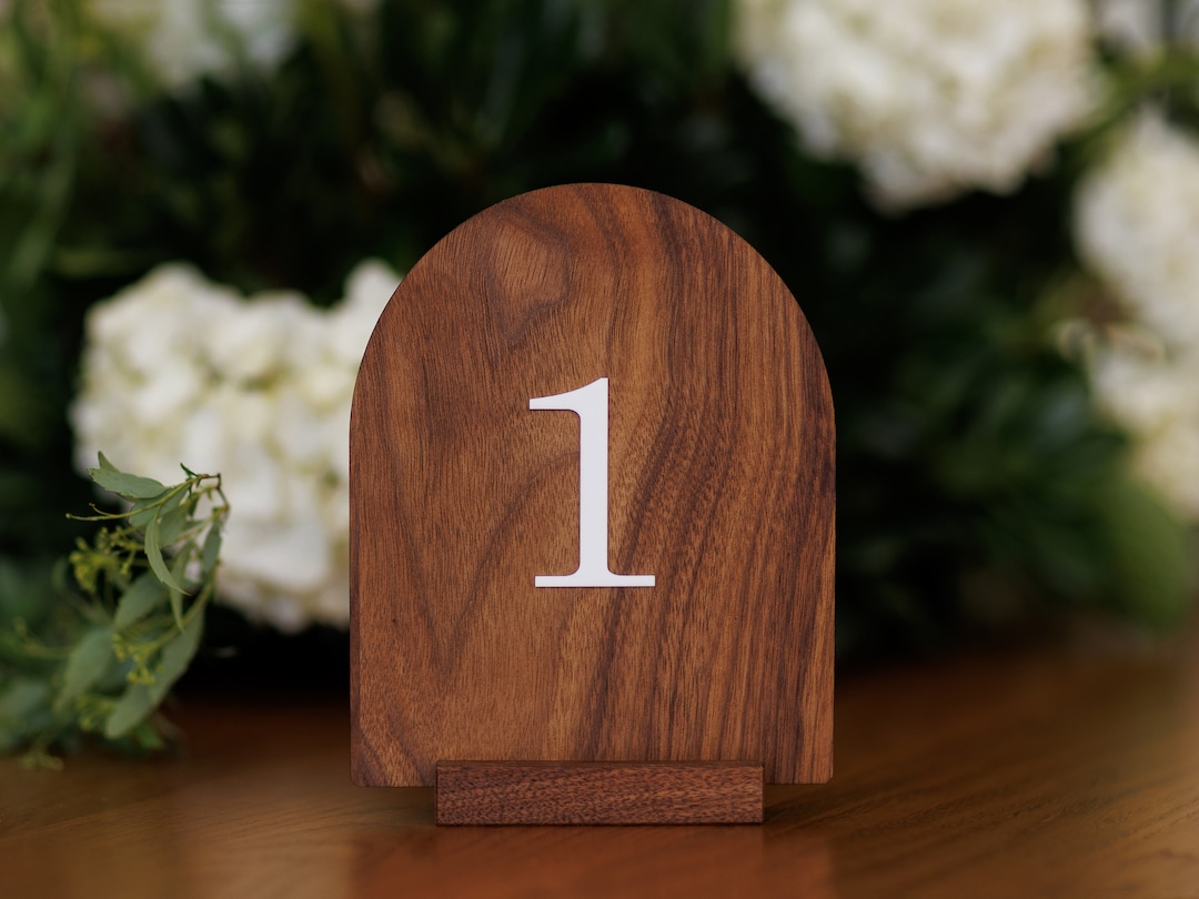 Modern Arch Wooden Table Numbers for Wedding and Events • walnut and ...