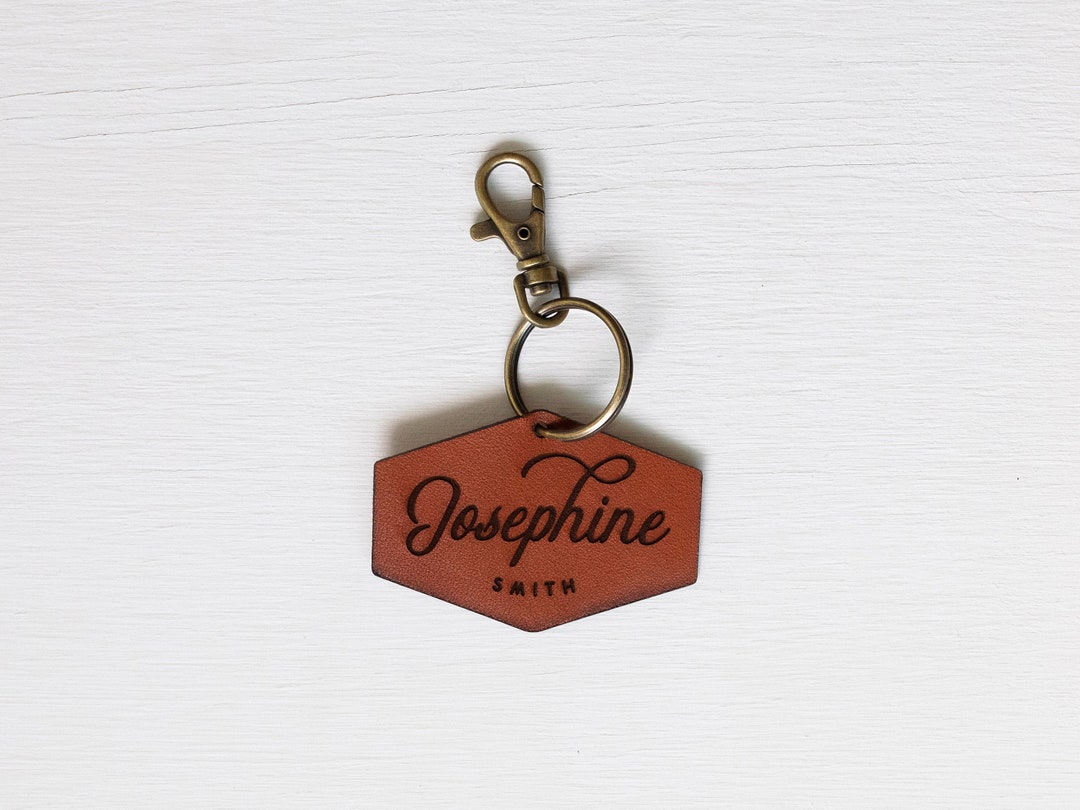 Custom Leather Tag Keychain personalized Luggage or Backpack - Etsy