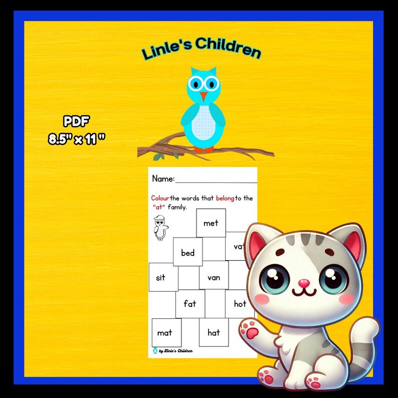 At Word Family Worksheets | CVC Word Activity | Kindergarten Reading ...