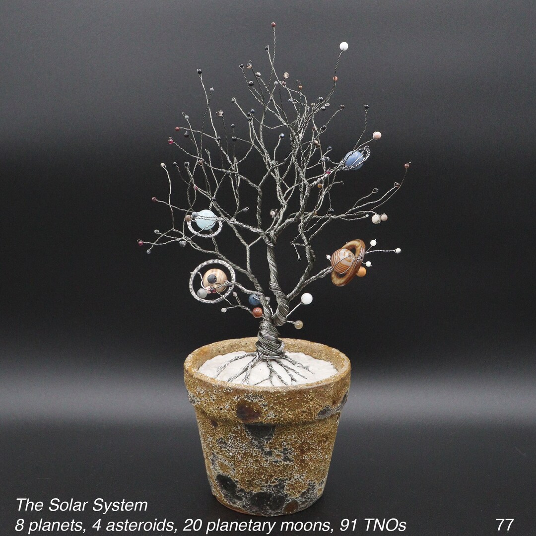 Planet Tree Solar System Semiprecious Stone and Wire Sculpture #77 - Etsy