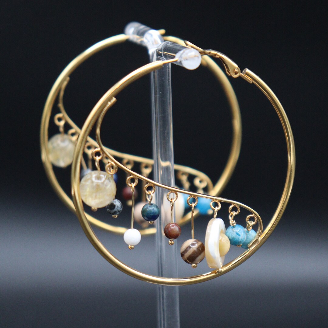Solar System Giant Hoop Earrings or Silver Made to Order - Etsy