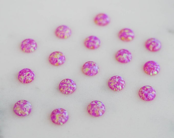 6mm Pink Opal Smooth Cabochon. Sparkling Opal Magenta Cab. Round ...