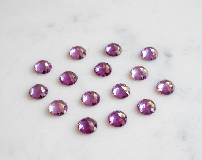 8mm Rose Cut Alexandrite Cabochon. Color Changing. Lab Grown. Blue ...