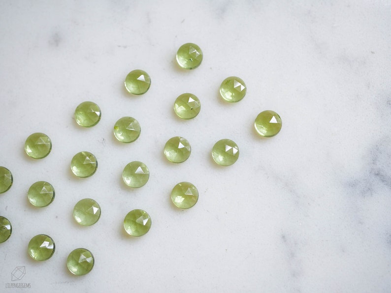 5mm Peridot Cabochon. Rose Cut Peridot Green Gemstone. Light Green ...