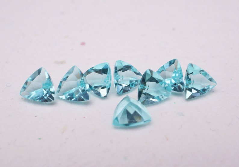 6mm faceted sky blue quartz gemtones. Trillion Shape gemstone. | Etsy