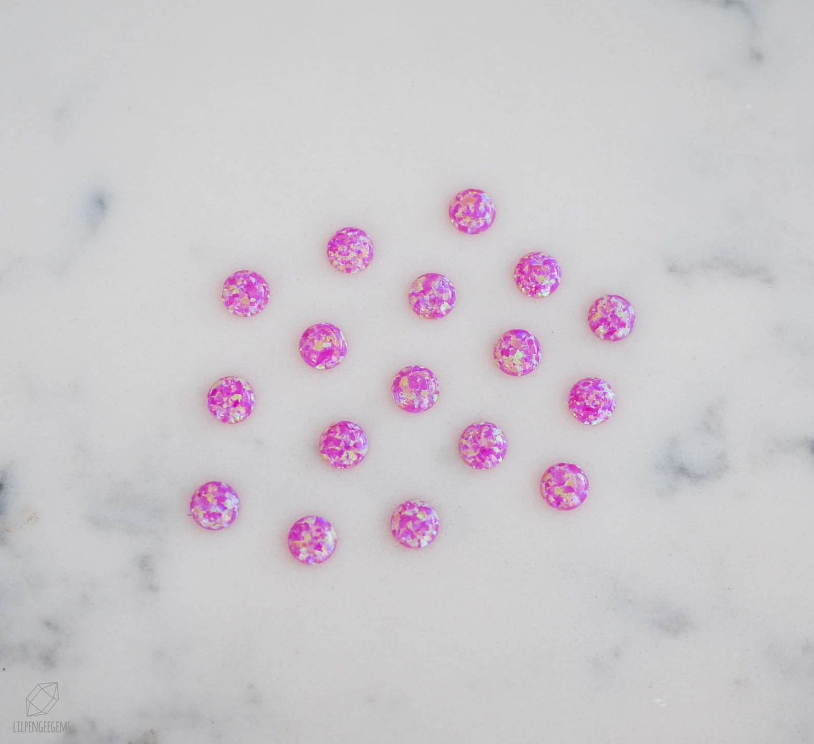 6mm Pink Opal Smooth Cabochon. Sparkling Opal Magenta Cab. Round ...