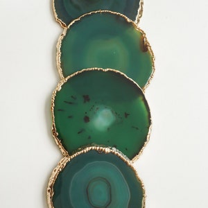 GREEN Agate Coasters. Emerald Geode Coasters. Gem Coasters. SILVER or ...