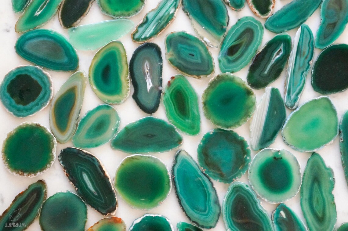 ASSORTED Agate Slice Stones. Size #0 Raw Agate Slices. Tan Yellow Gray ...