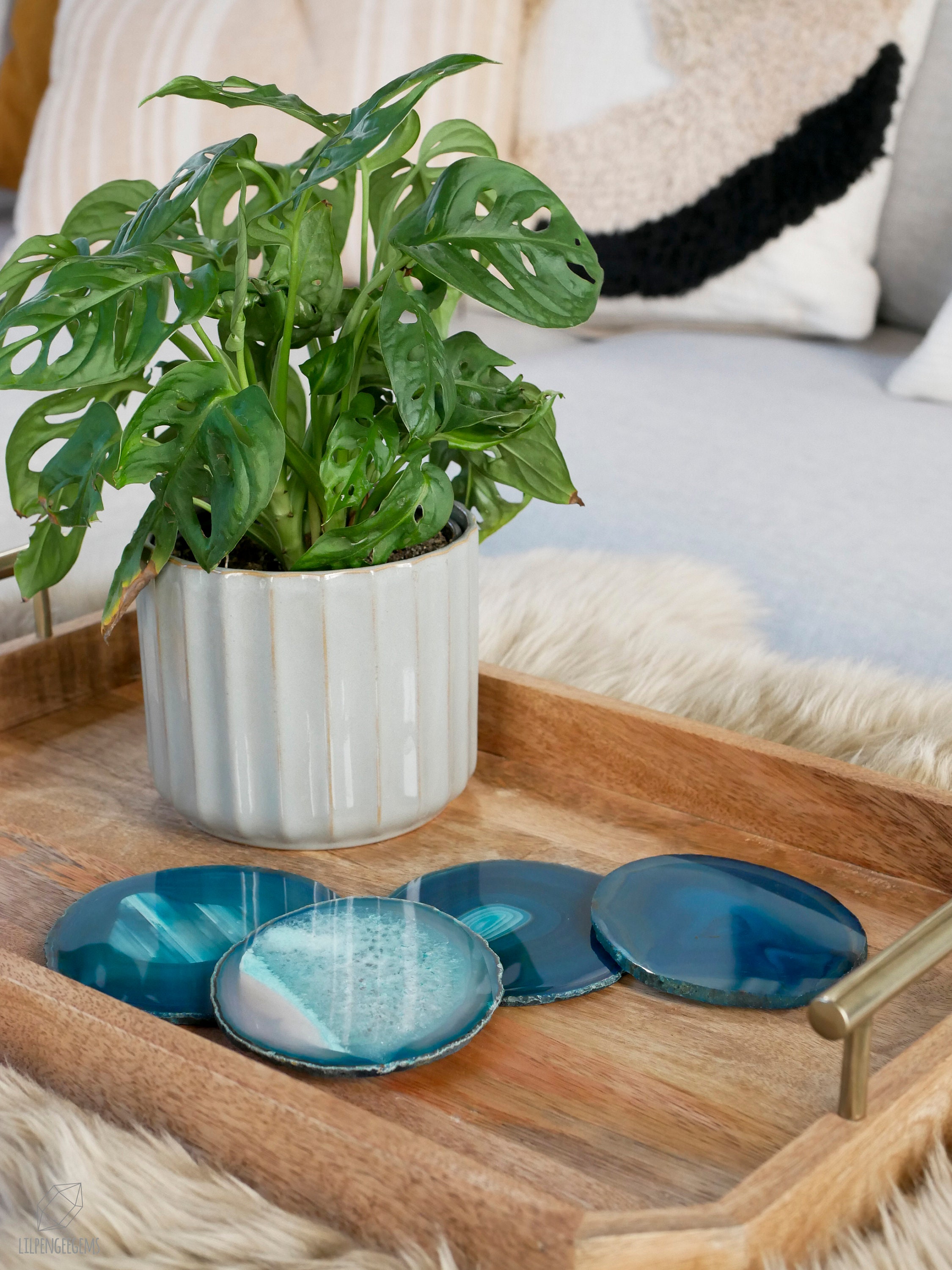 TEAL Agate Coasters. Gem Coasters. Stone Coasters. Drinkware - Etsy ...