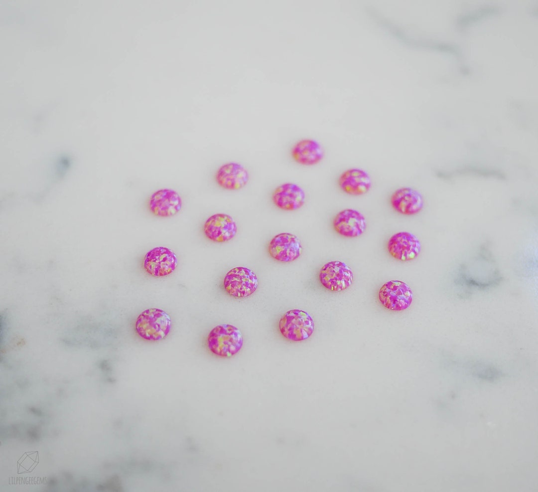 6mm Pink Opal Smooth Cabochon. Sparkling Opal Magenta Cab. Round ...