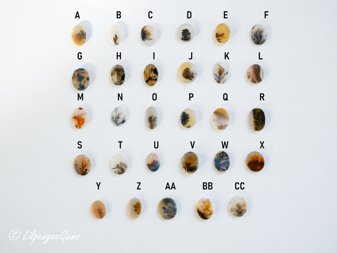 13-14mm Dendritic Agate Cabs. Natural Agate Cabs. Agate Dendrite Gems ...