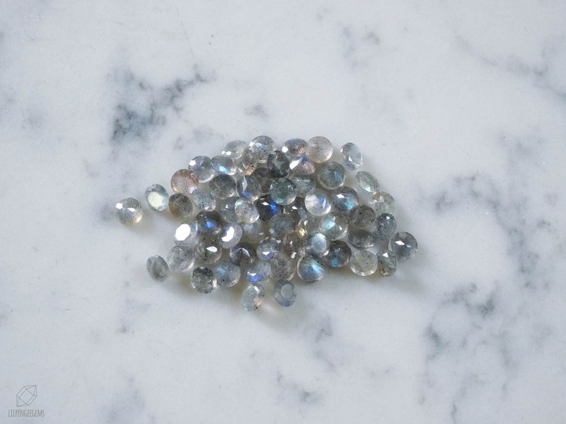 5mm labradorite faceted gemstones. grey blue flash gemstone | Etsy