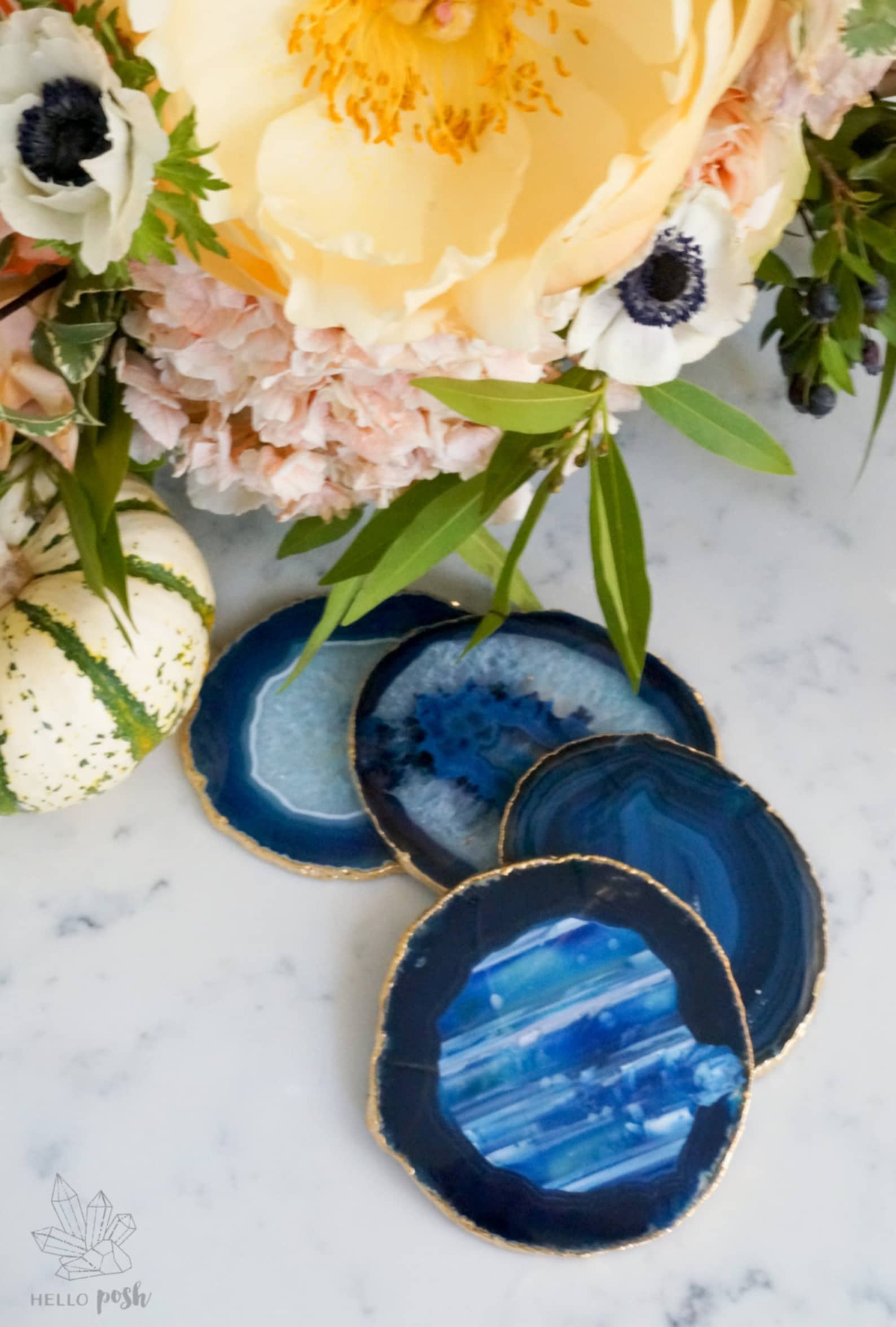 BLUE Agate Coasters. GOLD or SILVER Rim. Geode Coasters. Gem Coasters ...