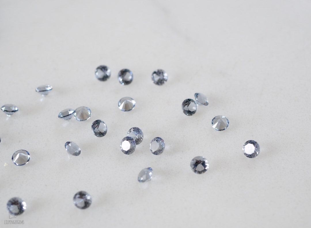 3mm Ocean Gray NANO Brilliant Cut Gemstone. Steel Blue Grey Gem. Round ...