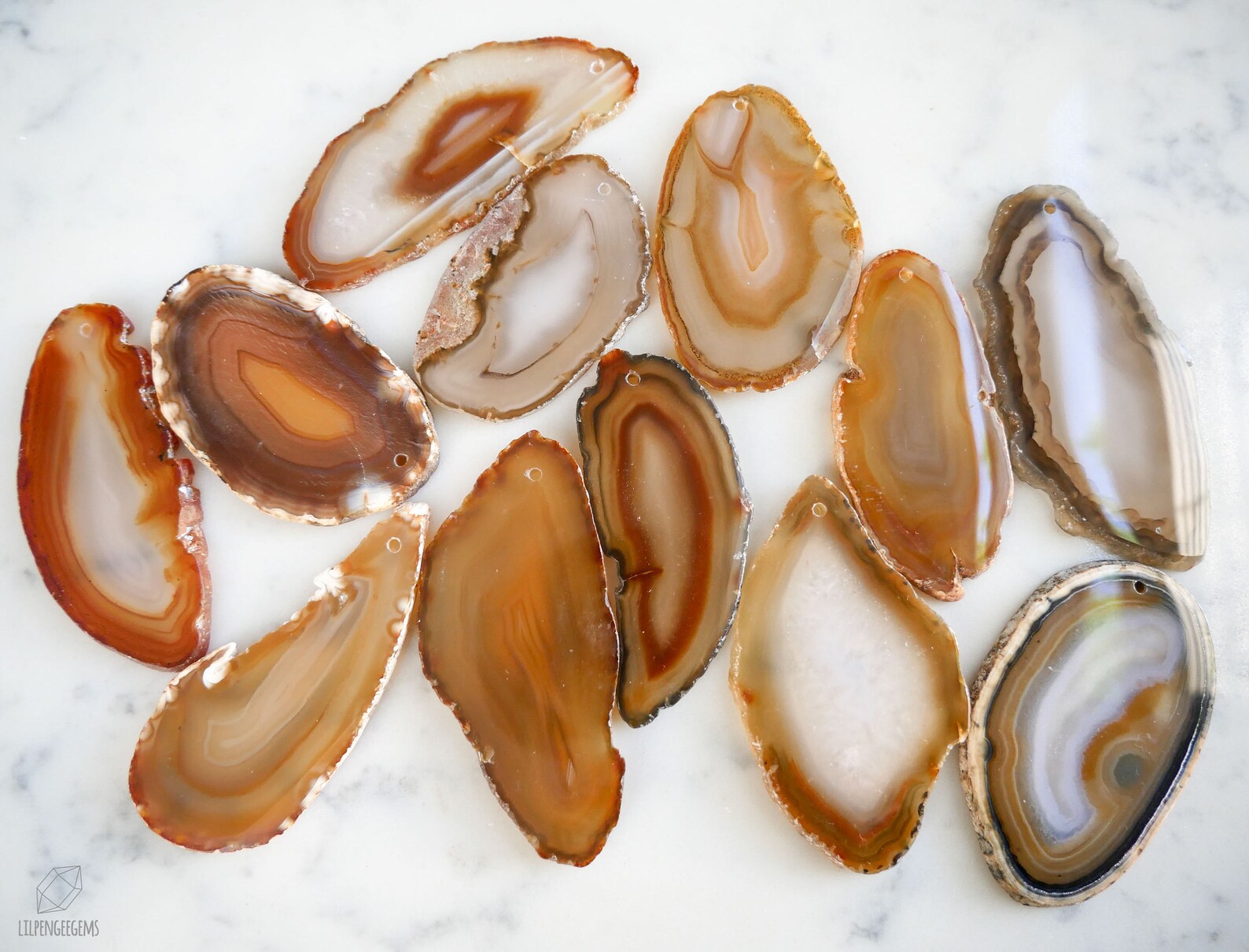 NATURAL Agate Slice Stones. DRILLED Raw Agate Slices. Tan - Etsy