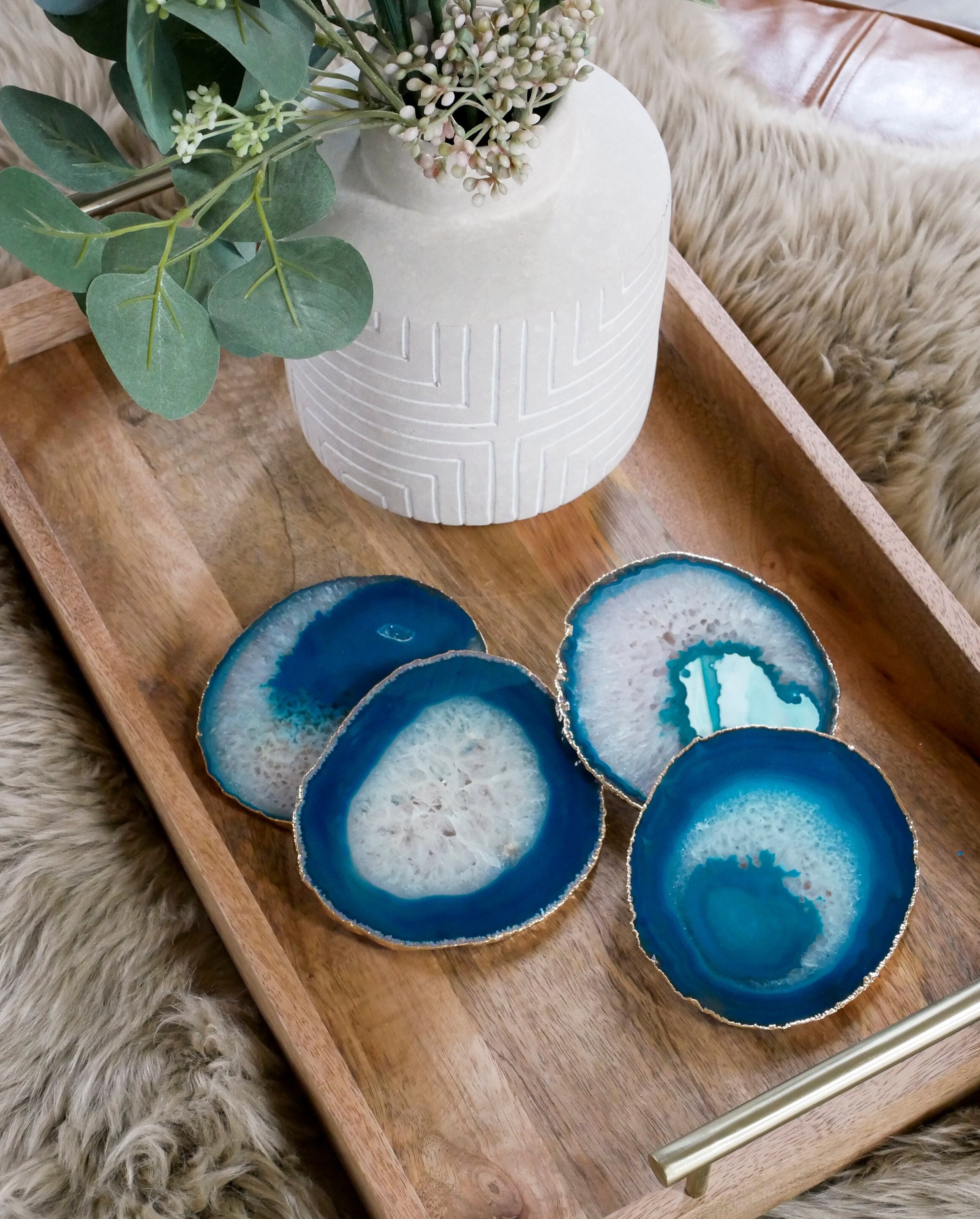 TEAL Agate Coasters. Gem Coasters. Stone Coasters. Drinkware - Etsy ...