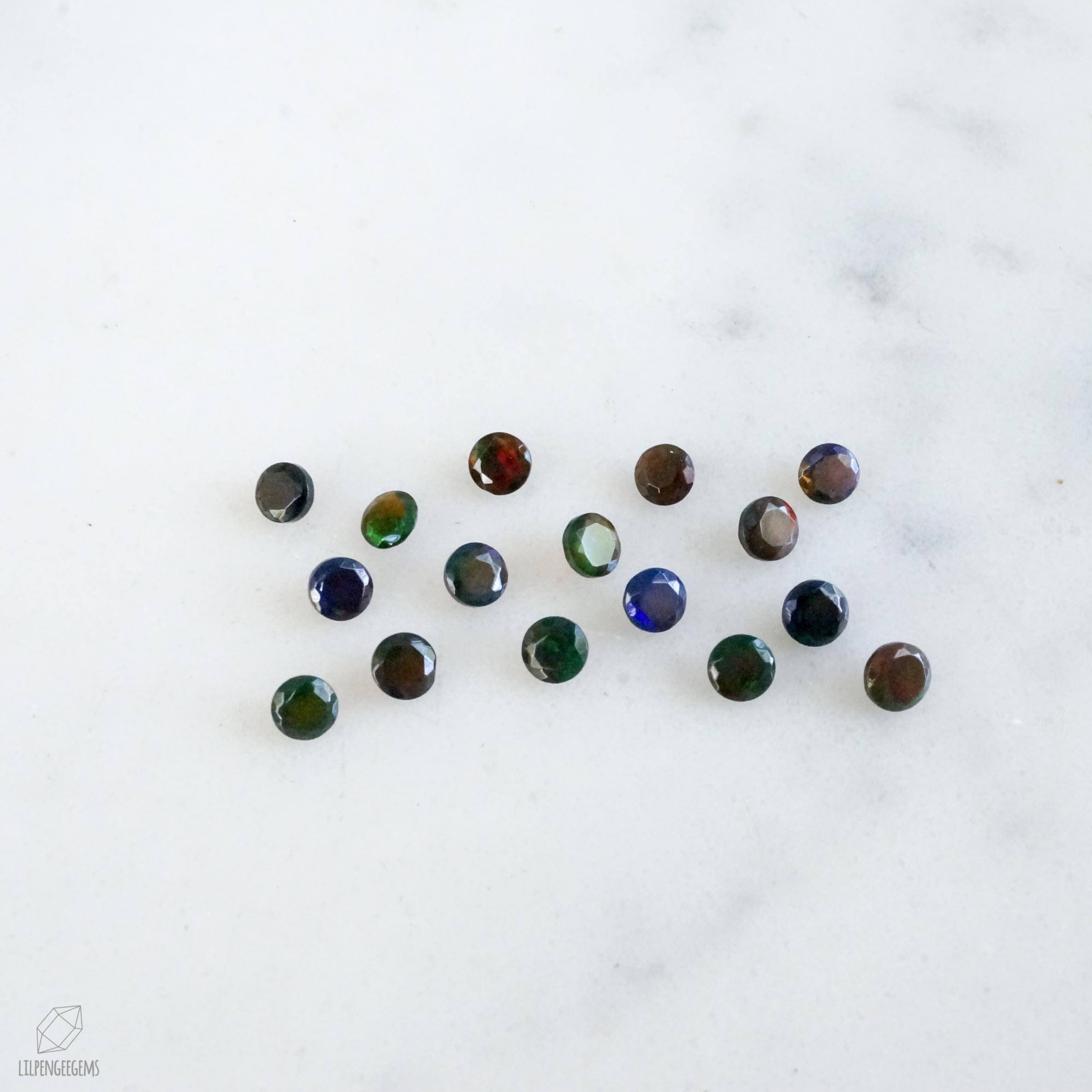 3mm black opal brilliant cut gemstones. glowing radiant black | Etsy